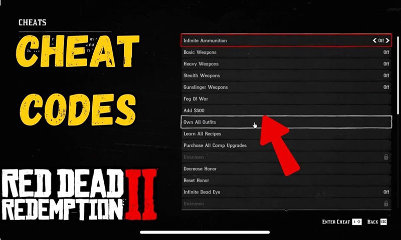 Mã cheat code Red Dead Redemption 2 và hướng dẫn dùng